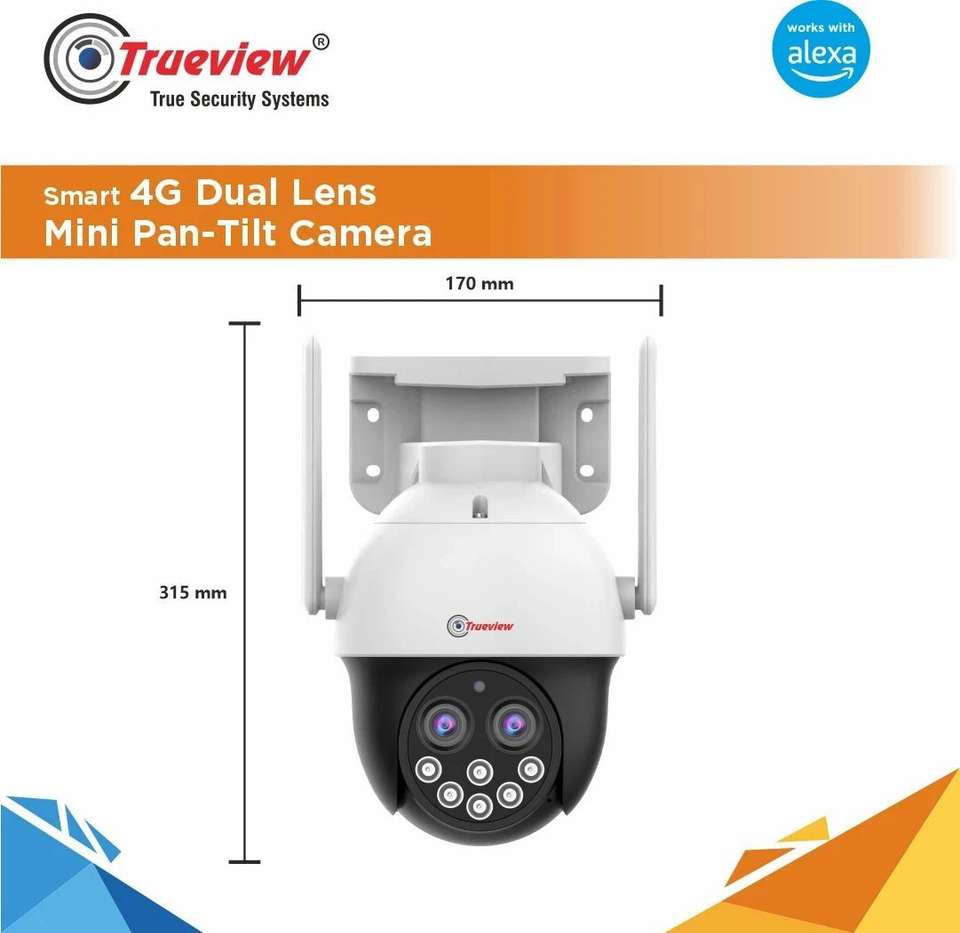 Trueview 4MP Smart CCTV Dual Lens 4G Sim Based 10X Combined Zoom ...