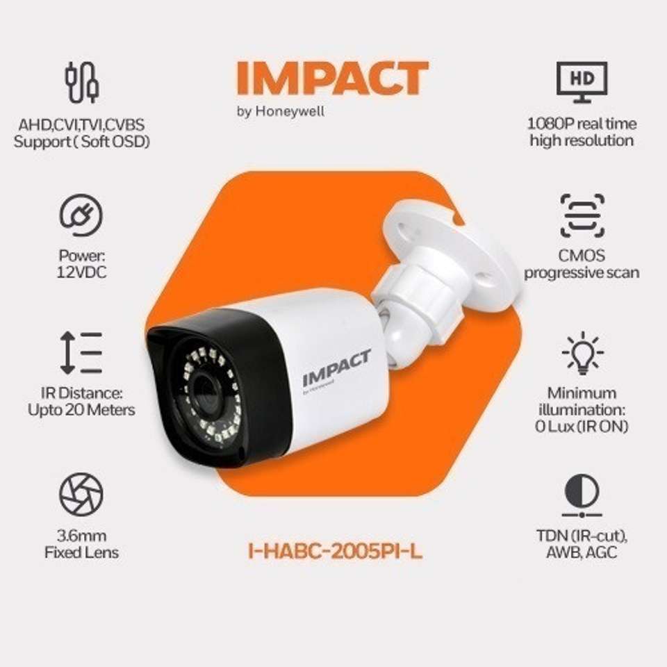Impact by Honeywell 2MP 4 Bullet + 4 Dome CCTV +8 Channel DVR +1TB HDD+ ...