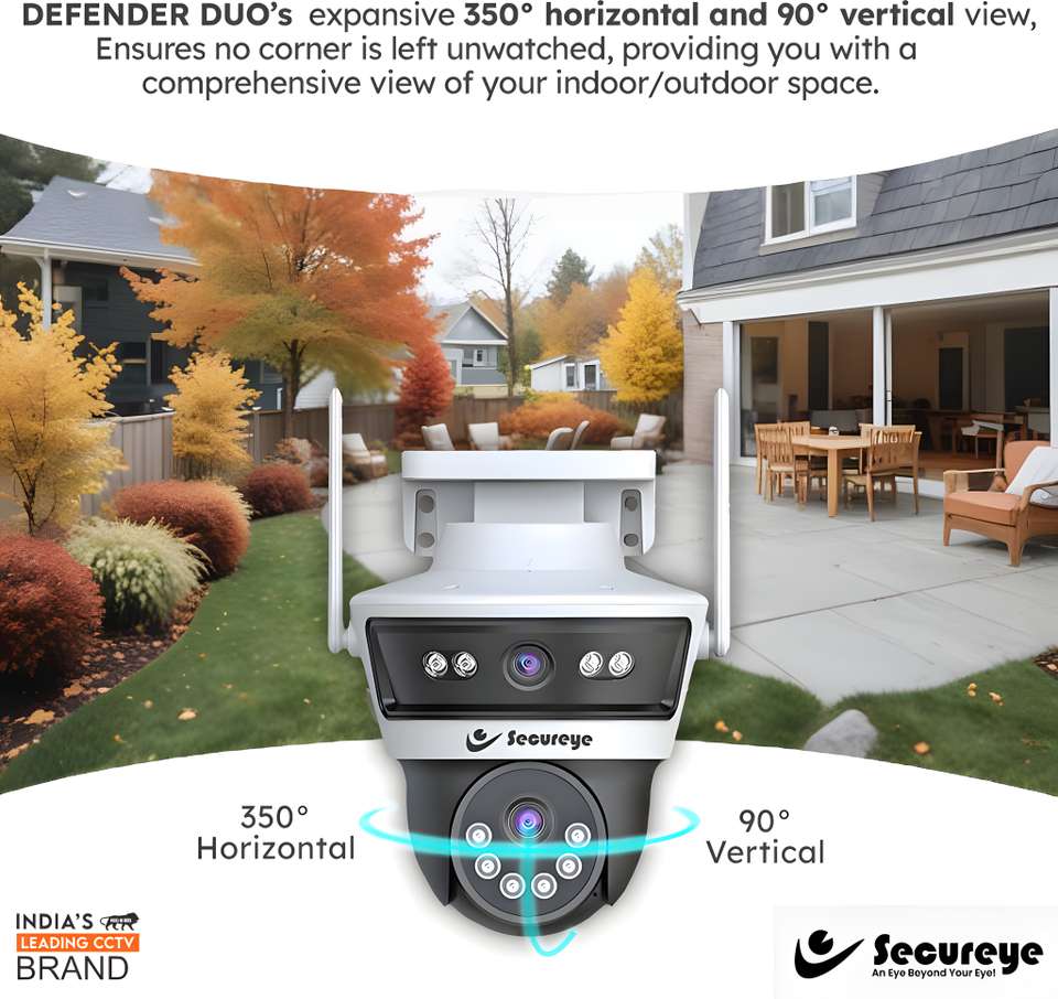 SECUREYE Defender-DUO,4G/5G Sim Camera, Dual lens, Two-way Audio, Night ...