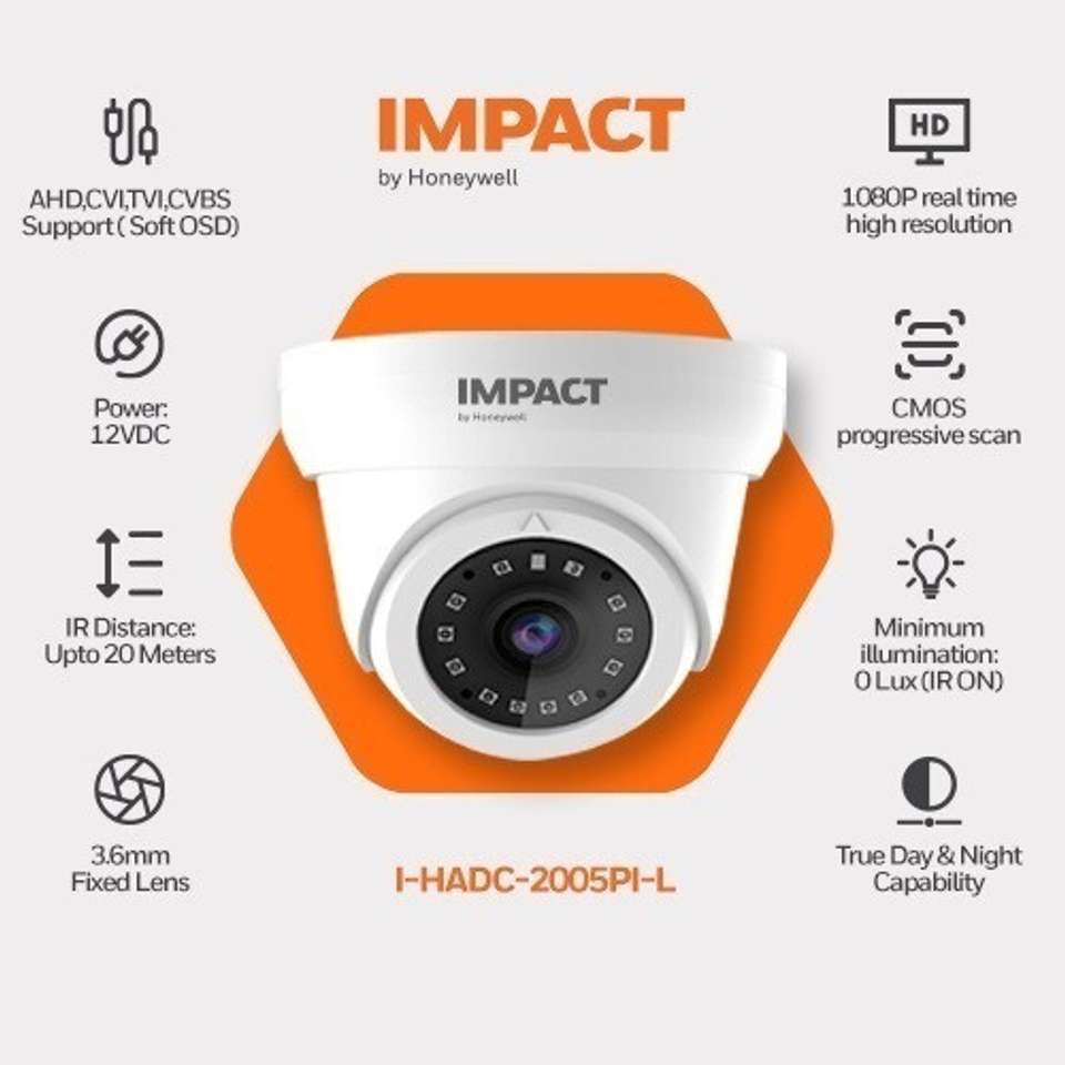 Impact by Honeywell 2MP 4 Bullet + 4 Dome CCTV +8 Channel DVR +1TB HDD+ ...