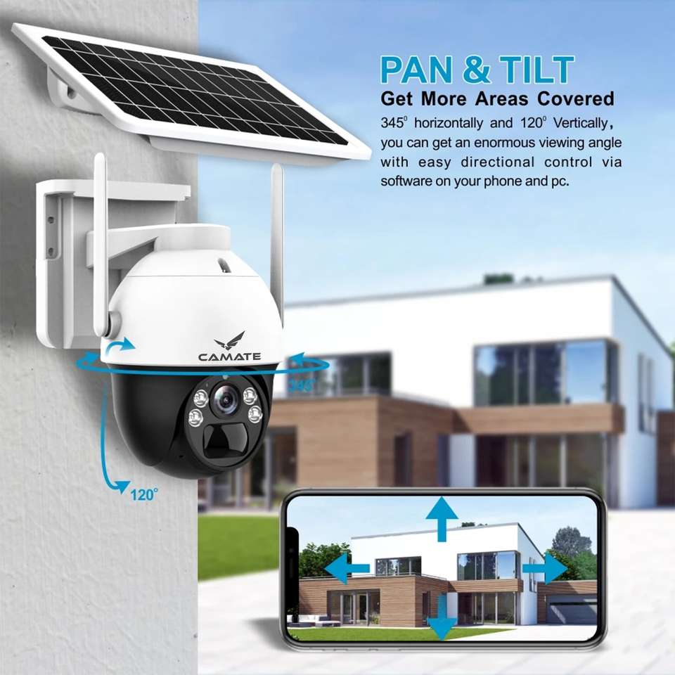 Camate Stellar Solar 4G SIM 4Mp Pan & Tilt CCTV, Outdoor Weatherproof ...