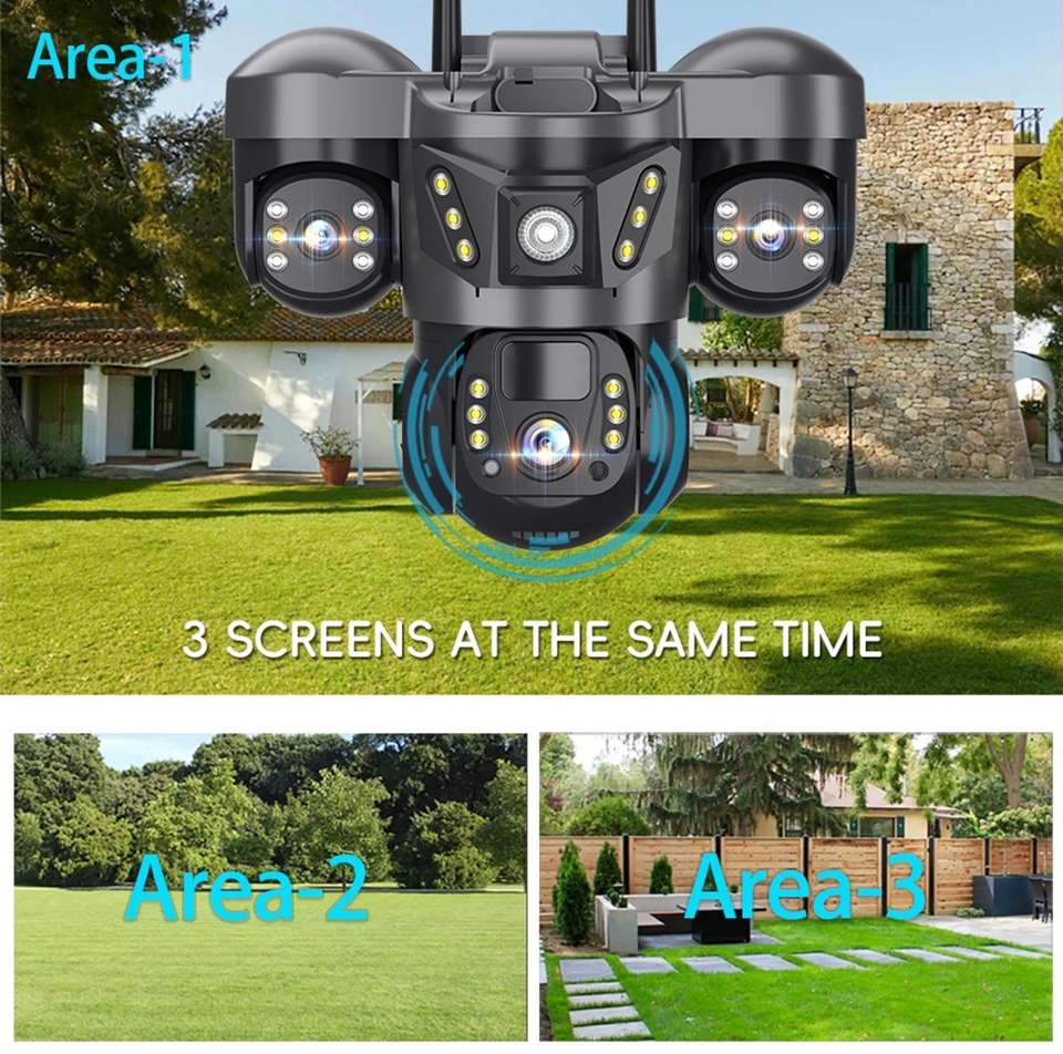 Divine creation 4G Solar Triple Lens 5MP Outdoor CCTV Camera | 3-Screen ...