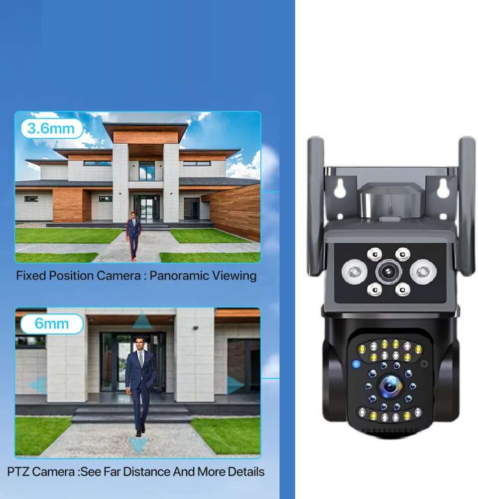 AVOIHS CCTV WIFI Dual Lens Camera Ptz 360° Smart Surveillance Night ...