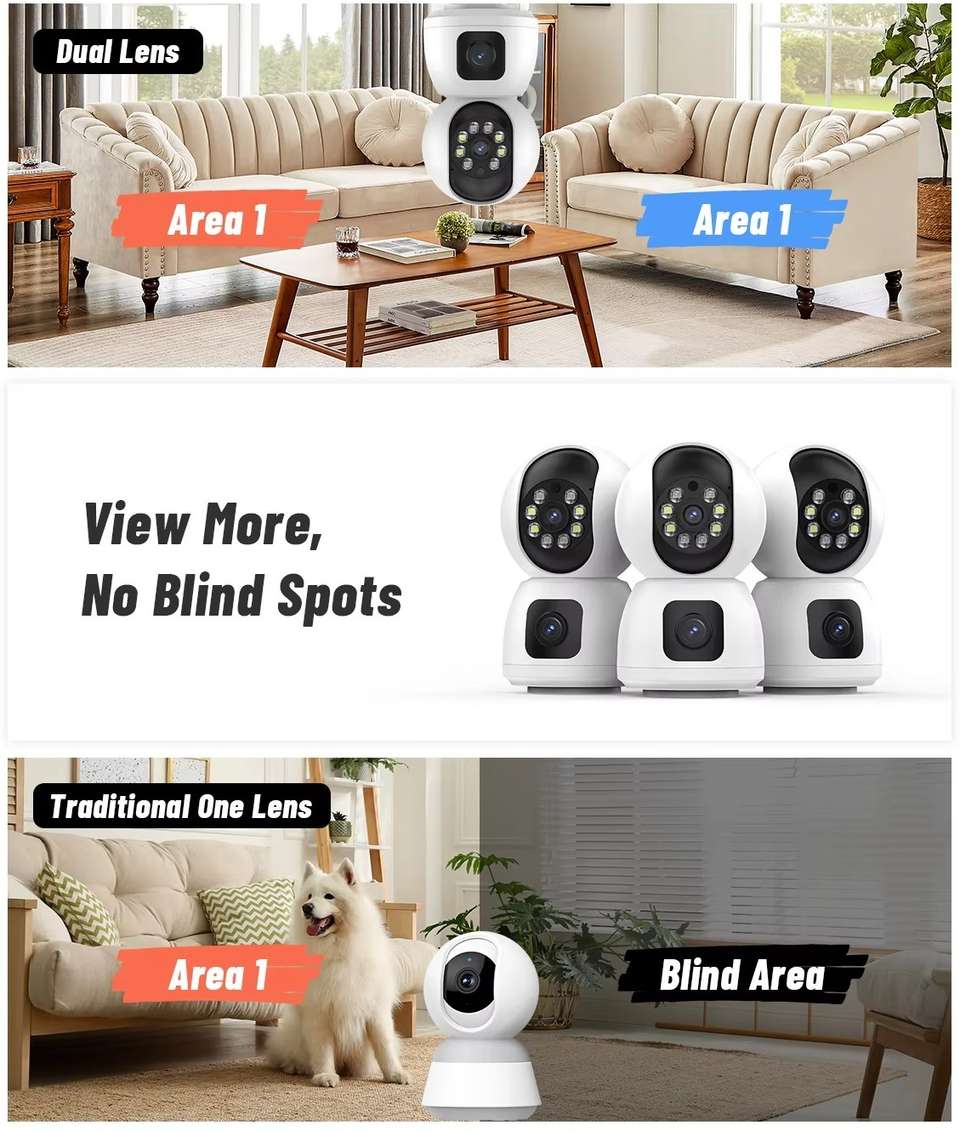 Cxoen PTZ Dual Lens Outdoor WiFi Camera with 360 Degree Coverage ...