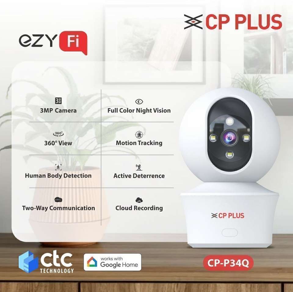 CP PLUS EZ-P34Q 3MP Smart Wi-Fi CCTV Camera with 360 Pan Tilt & Colour ...