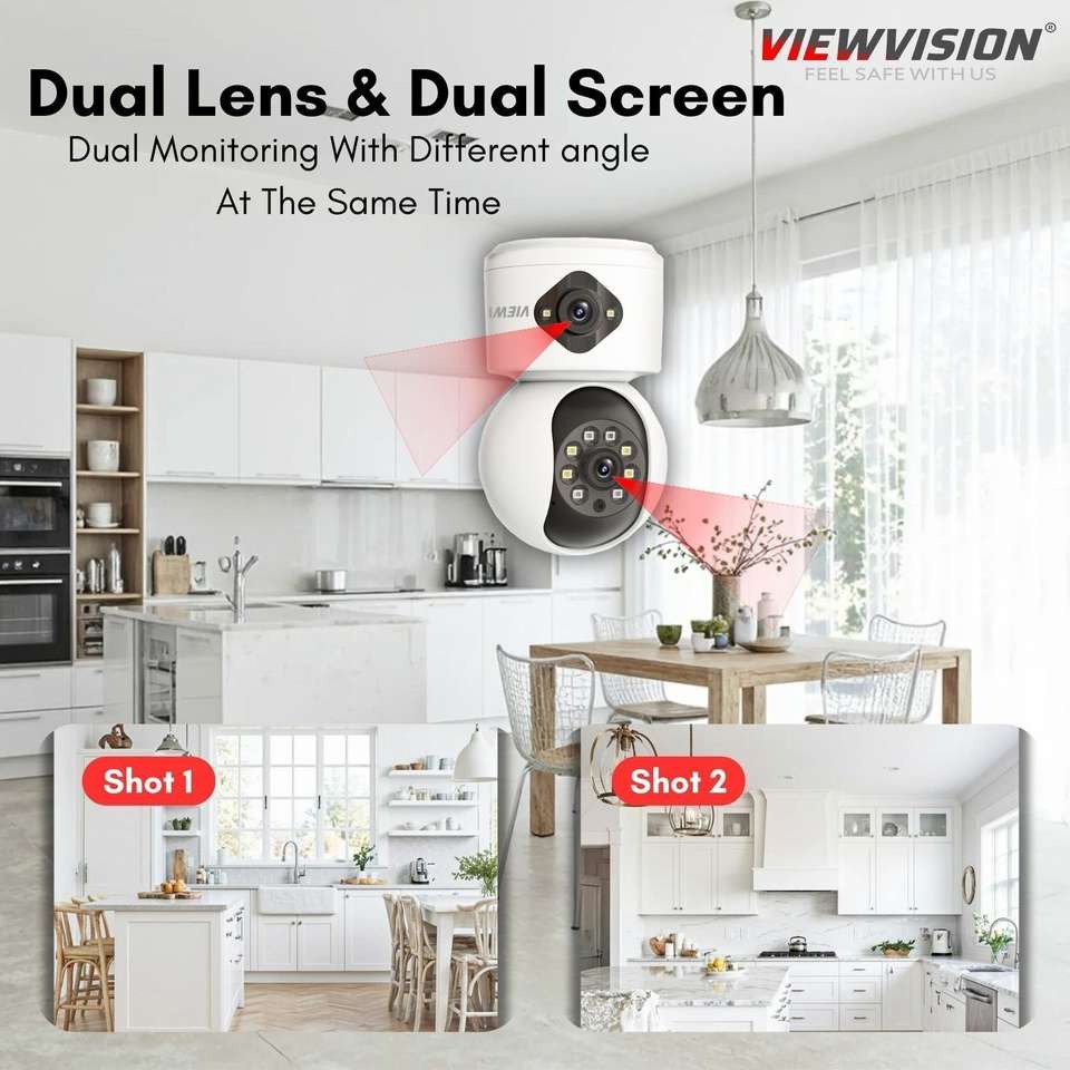 Viewvision 3MP+3MP Full HD Dual Lens Linkage 360° Wi-Fi PTZ , Night ...