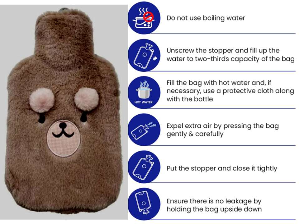 Da Novira Premium Hot Water Rubber Bag with Soft Plush Cover For Cramps ...