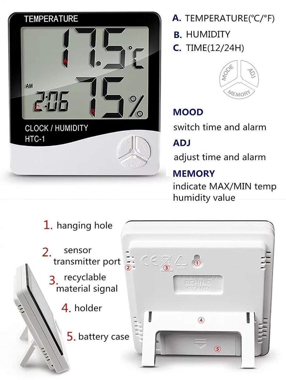 Thermocare Digital and accurate temperature indicator wall mount Led ...