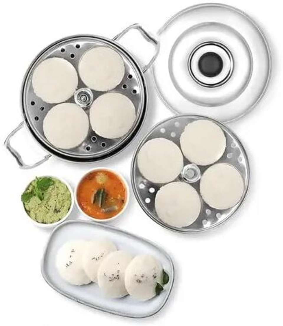 green monk Heavy Duty Stainless Steel 2 Plate Idli Maker Induction ...