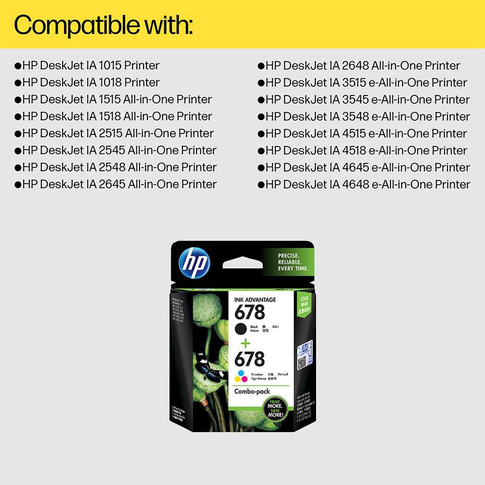 HP 678 Black + Tri Color Combo Pack Ink Cartridge - HP : Flipkart.com