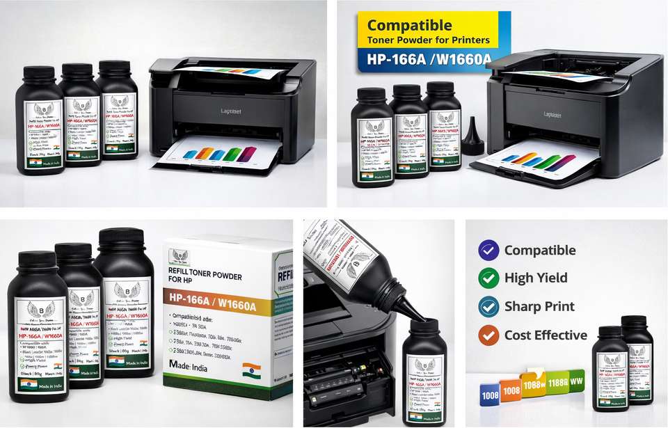 Black 166A Toner Powder For HP Laser Printers 1008a, 1008w, 1188a ...