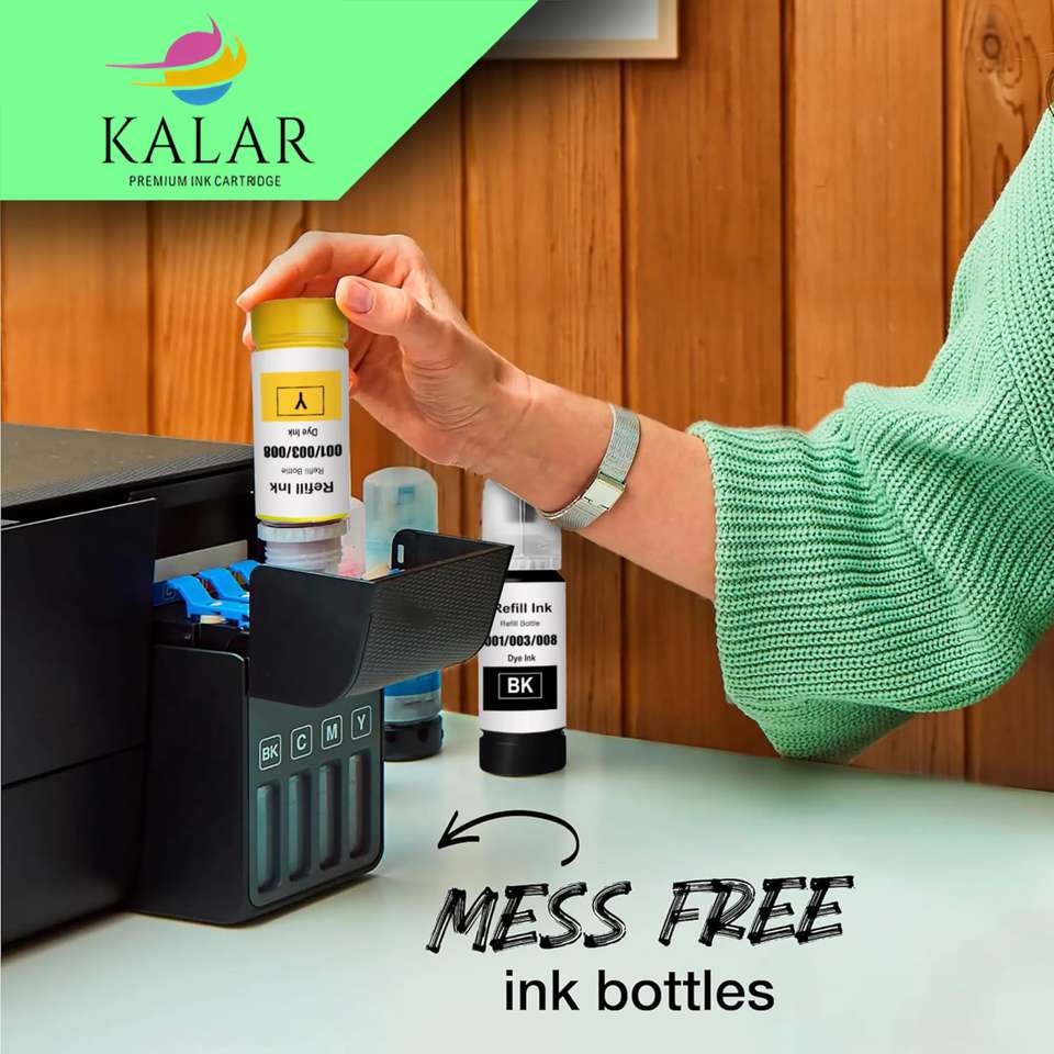 kalar 003 Ink for L3110, L3150, L3250, L3152, L3210 Printer Tri-Color ...