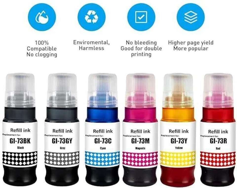 verena GI 73 Refill Ink Compatible for G570 G670 Printers Pack Of 6 ...
