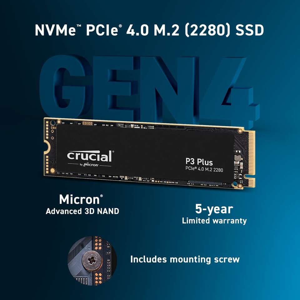 Crucial CT1000P3PSSD8 1000 GB Desktop, Laptop Black PCIe NVMe Internal ...