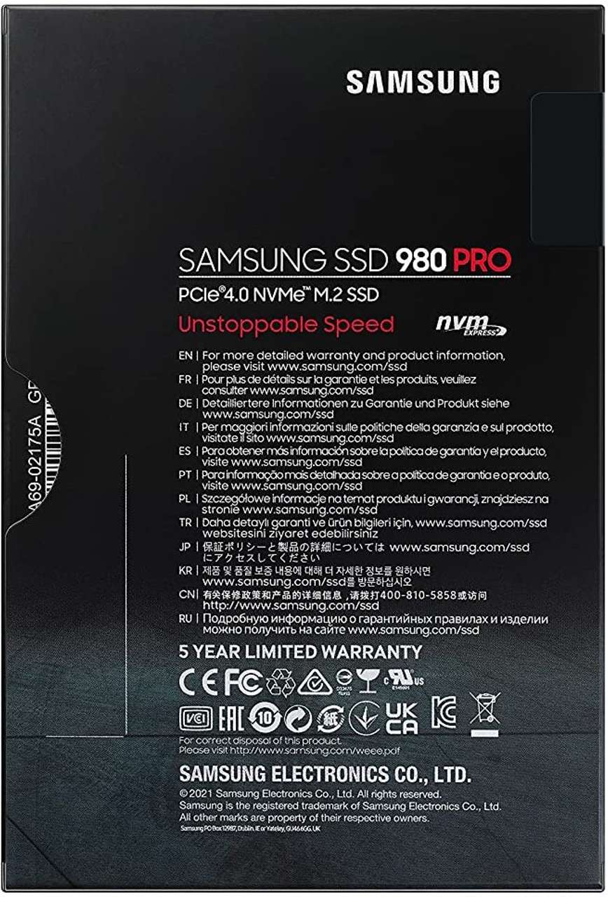 Samsung 980 Pro 1 TB Laptop, Desktop Black PCIe NVMe Internal Solid ...