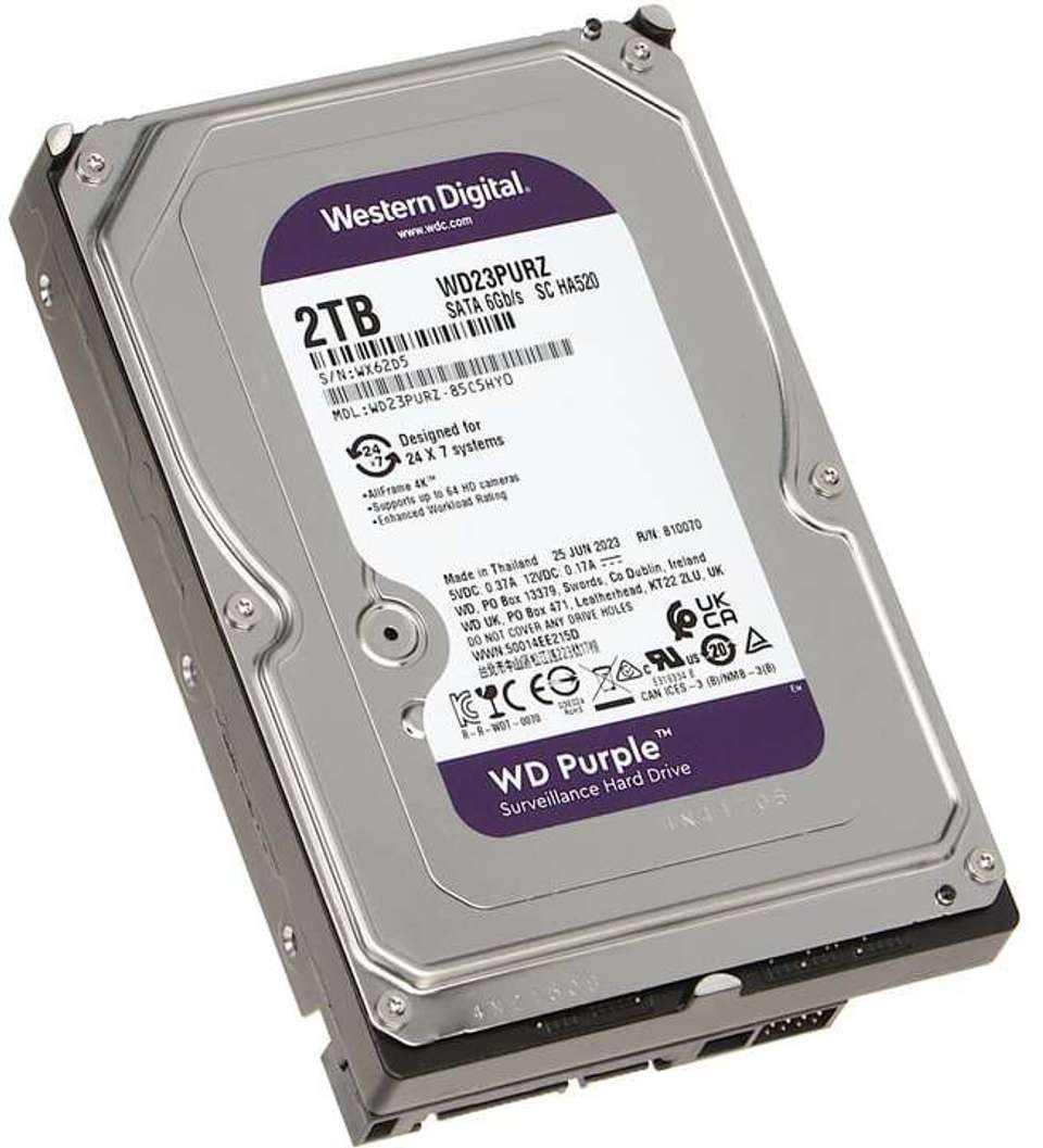 WD Purple 2 TB Surveillance Systems Purple SATA Internal Hard Disk ...