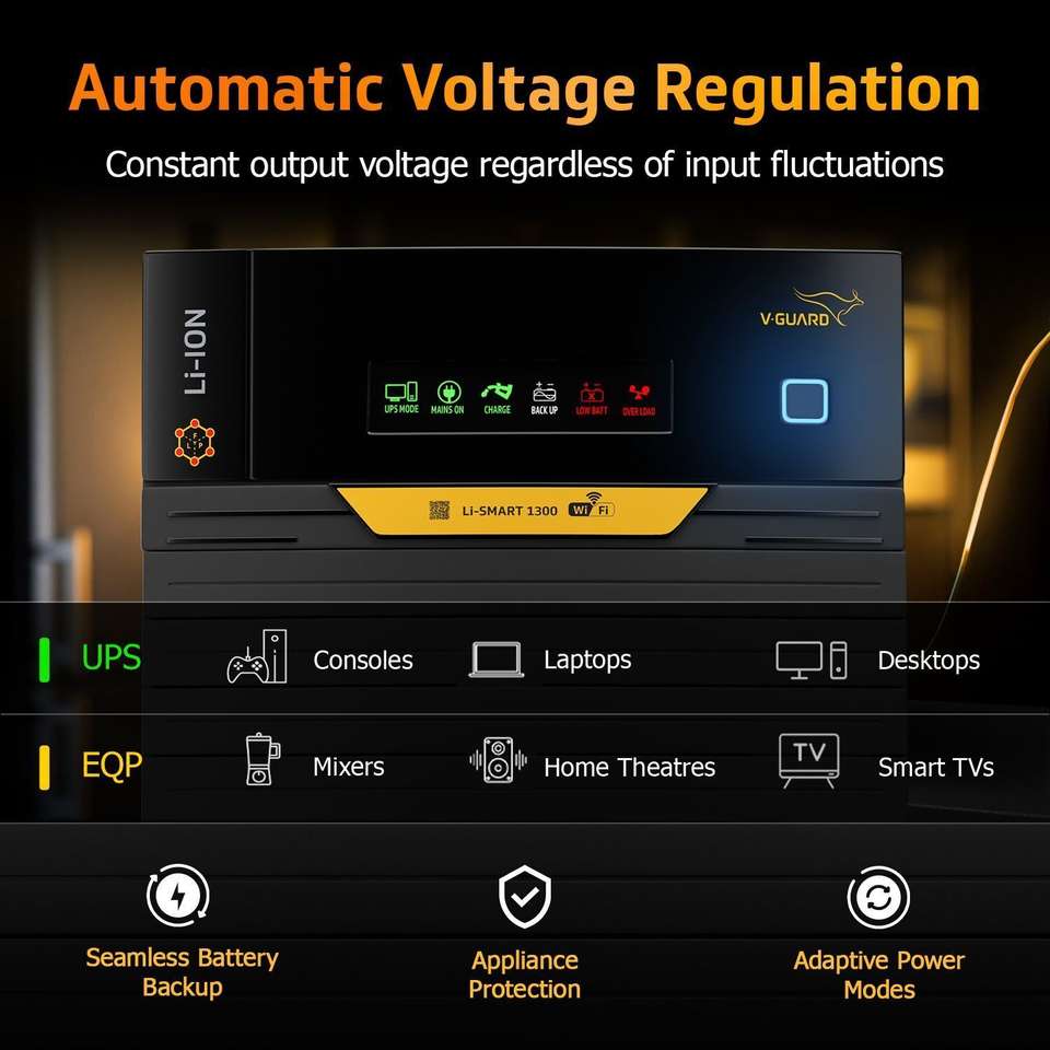 V-Guard Li-Smart 1300 Inverter with In-Built Li-ion Battery & App ...
