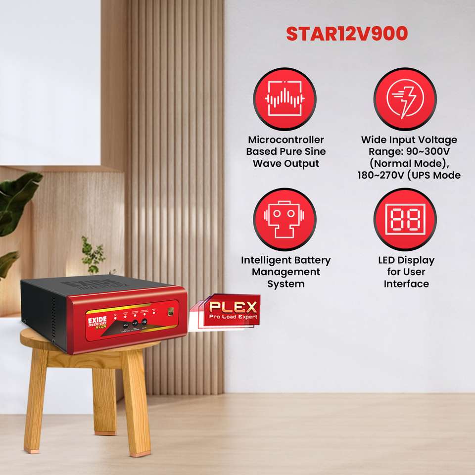 EXIDE Star12V900 Star12V900 with 42 Months Warranty Pure Sine Wave ...