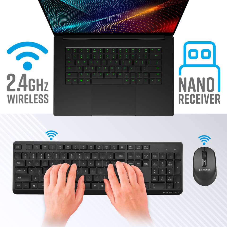 ZEBRONICS Zeb Companion 200 Wireless Combo with Silent Operation Mouse ...