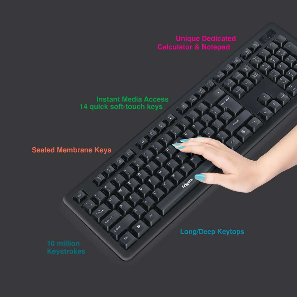 FINGERS Duo-Recharge Combo With Mouse Wireless Standard Desktop ...