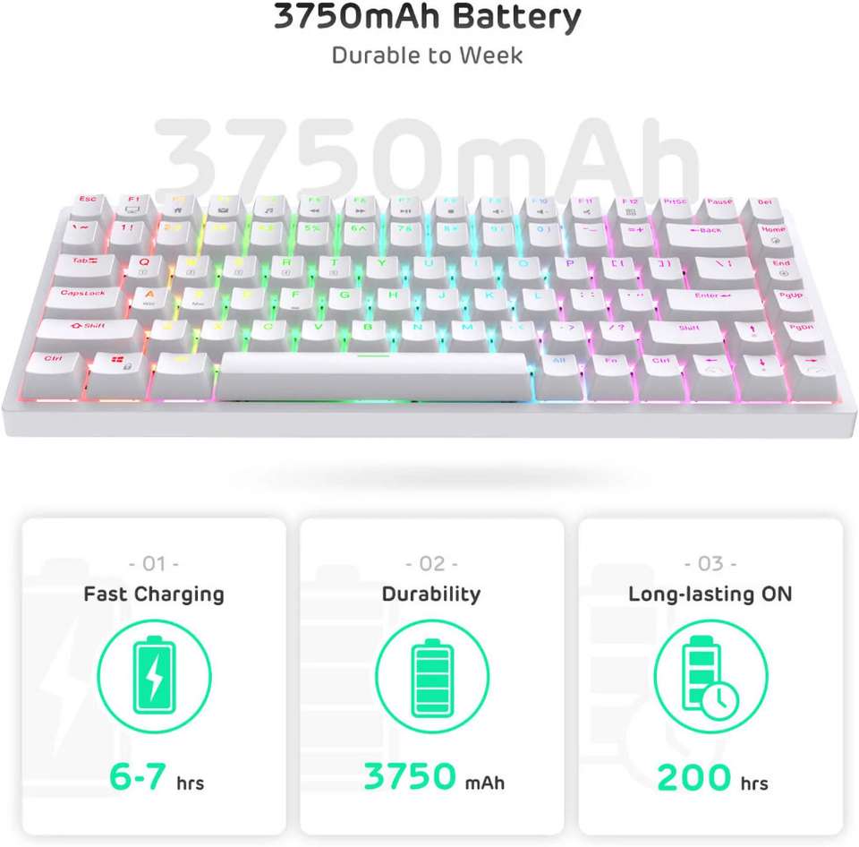RK ROYAL KLUDGE RK84 Wireless Bluetooth, Wireless Laptop-size Gaming ...