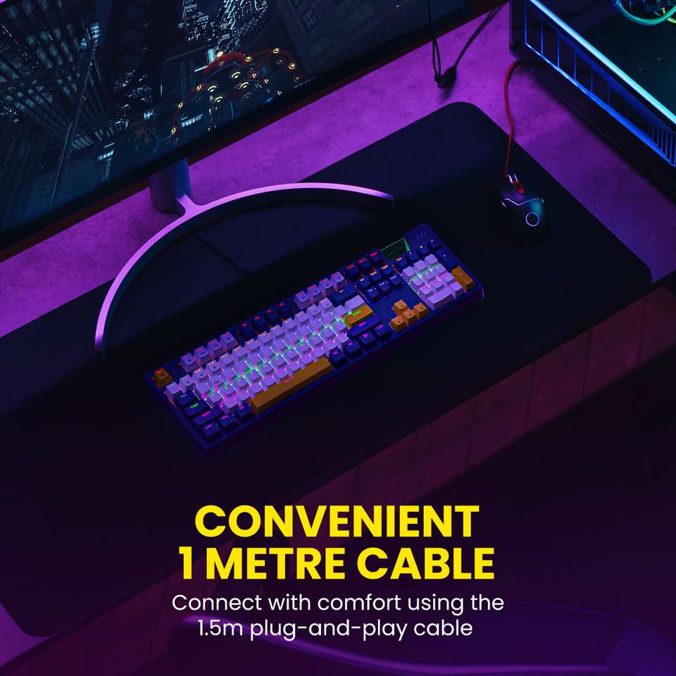 Portronics K1 Mechanical Gaming Keyboard with Blue Switches, 20+ RGB ...