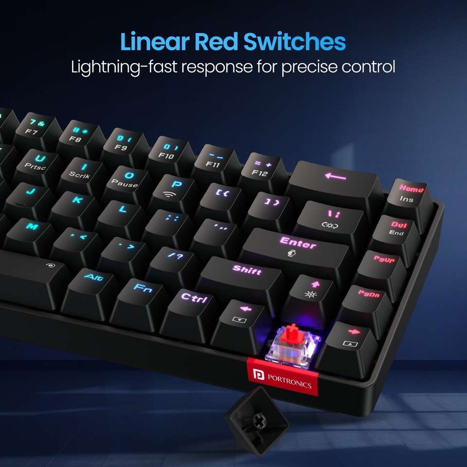 Portronics Hydra 10, Bluetooth + 2.4 GHz, Rechargeable, Mechanical Red ...