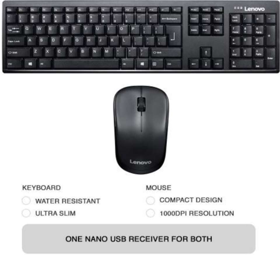 Lenovo KB MICE_BO combo 100 Eng Wireless Standard Laptop Keyboard ...