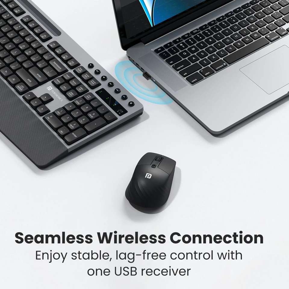 Portronics Key10 Combo Wireless Keyboard & Mouse, Wrist Rest, Media ...