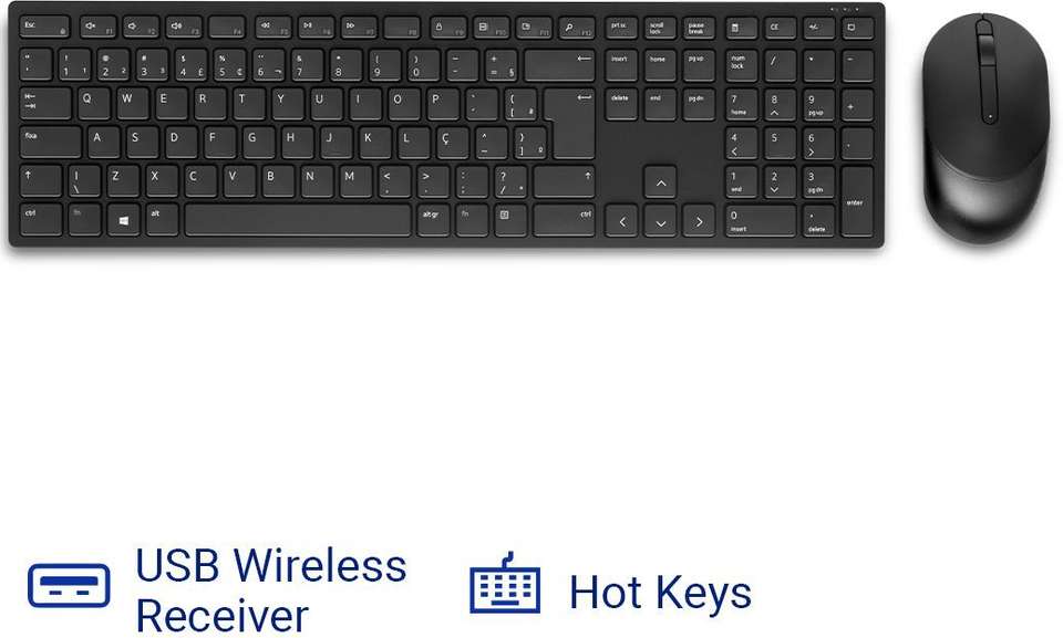 DELL KM5221W/Slim, Multi-Device Combo with Mouse Wireless, Bluetooth ...