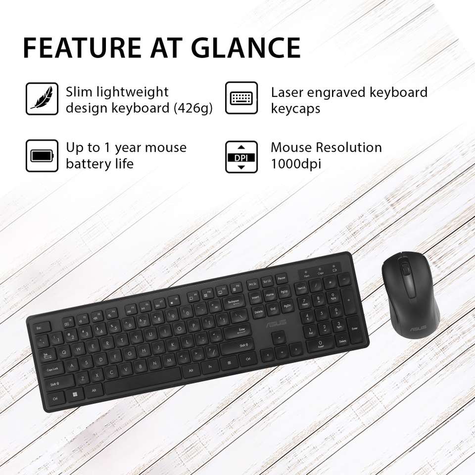 ASUS Wireless Keyboard and Mouse Set CW101 Wireless Standard Multi ...