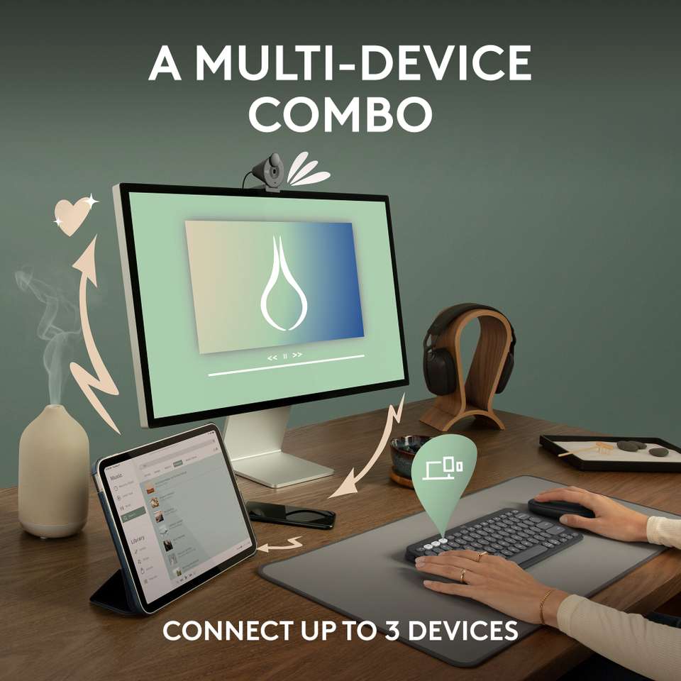 Logitech Pebble 2 Combo Bluetooth Standard Multi-device Keyboard ...
