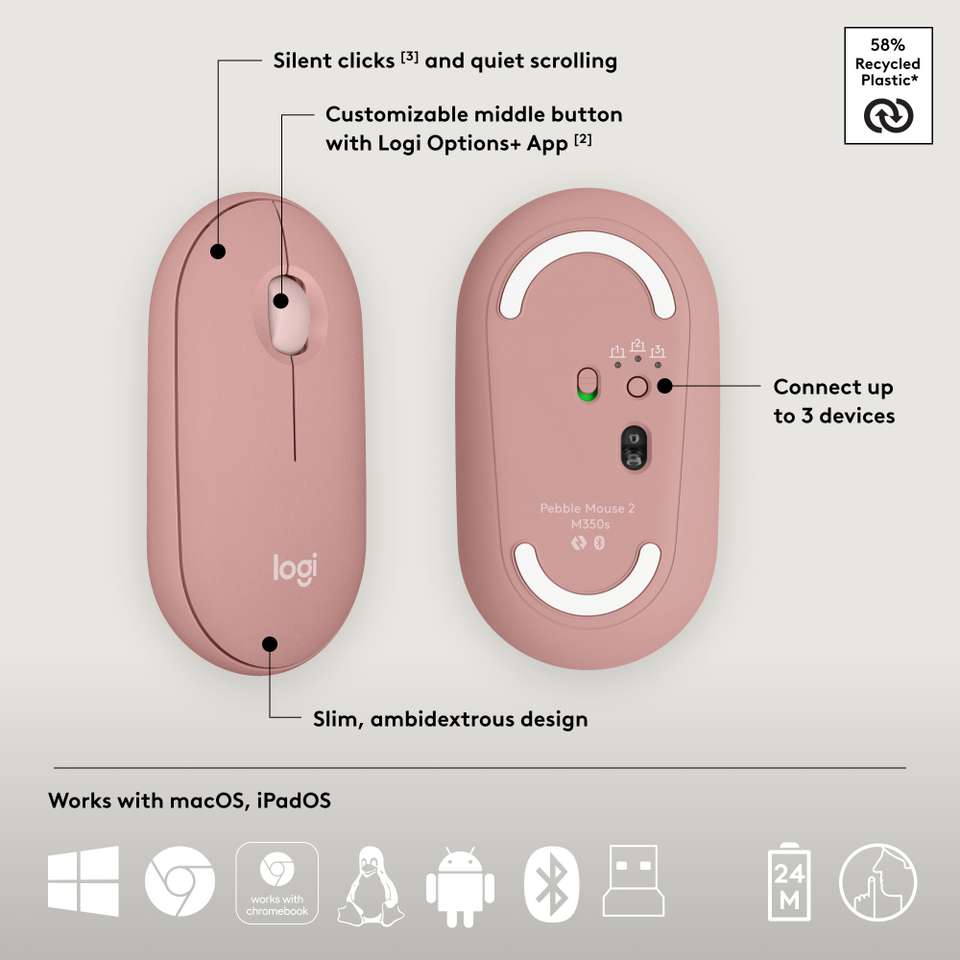 Logitech Pebble 2 Combo Bluetooth Standard Multi-device Keyboard ...