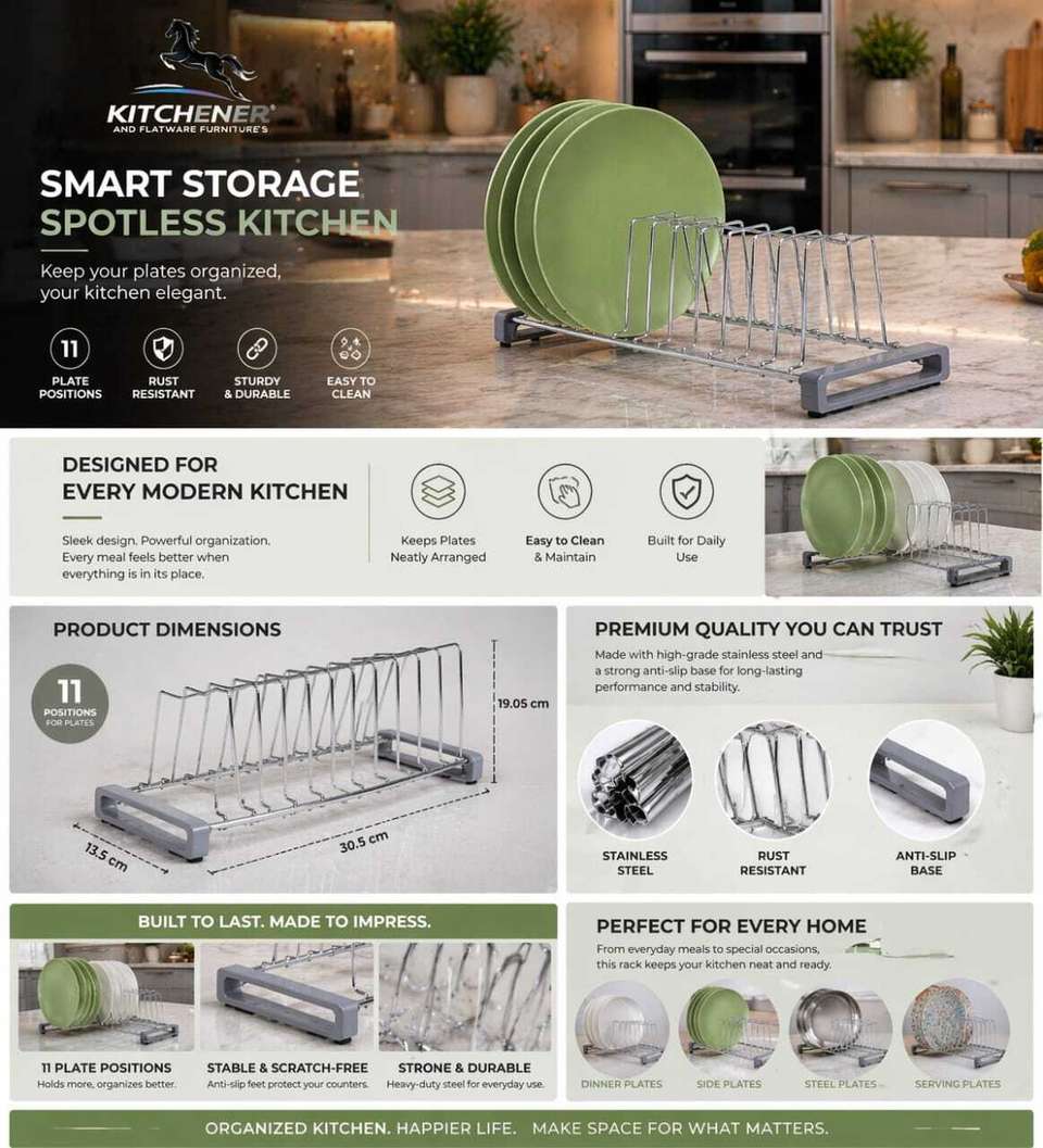 KITCHENER AND FLATWARE FURNITURE`S Plate Kitchen Rack Steel Price in ...