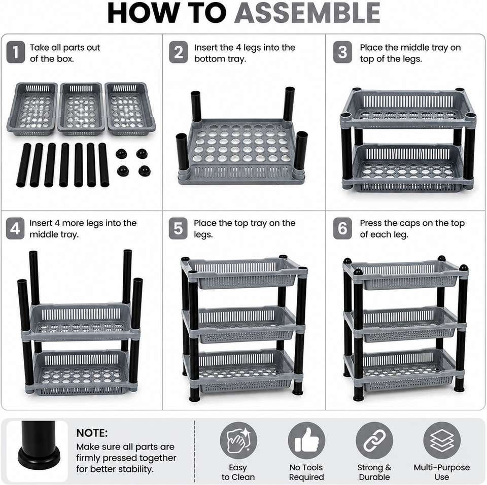 honestsolution Fruits/Vegetables Kitchen Rack Plastic Grey Storage Rack ...