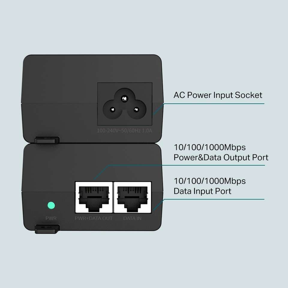 TP-Link TL-POE160S, Gigabit PoE+ Injector, Plug & Play Wired Ethernet ...