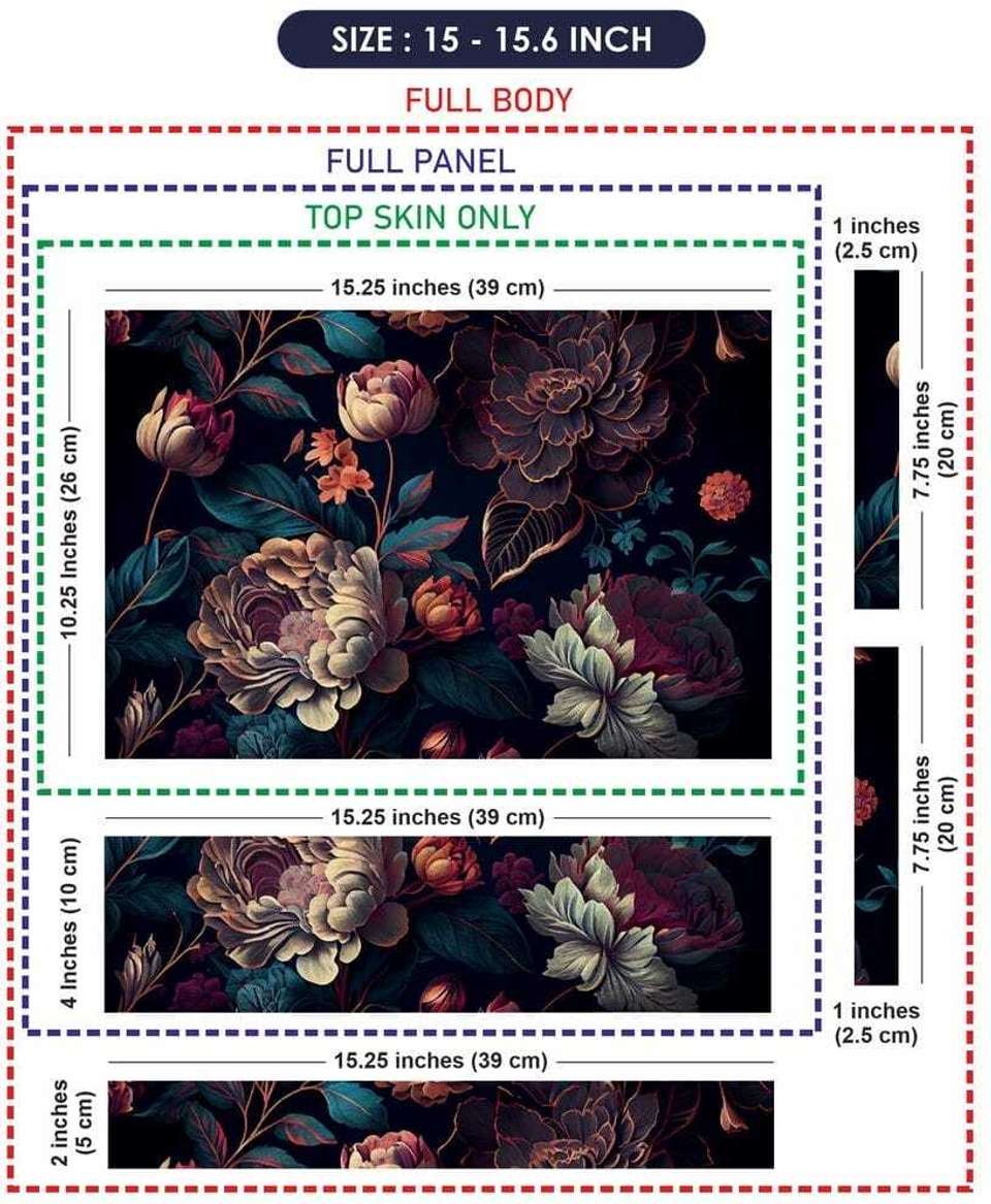 Flipkart SmartBuy Full Body Laptop Skin Sticker - 3D Embossed Floral ...