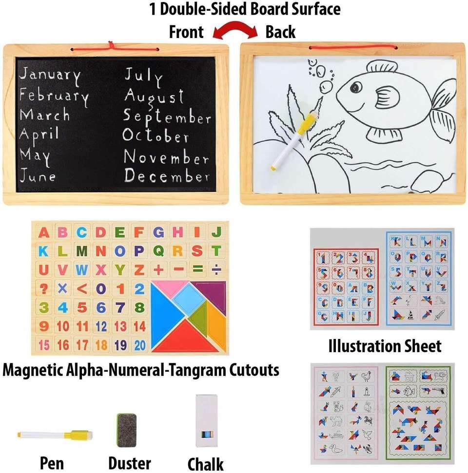 Little Banana Magnetic Double Sided White & Black Wooden Board with ...