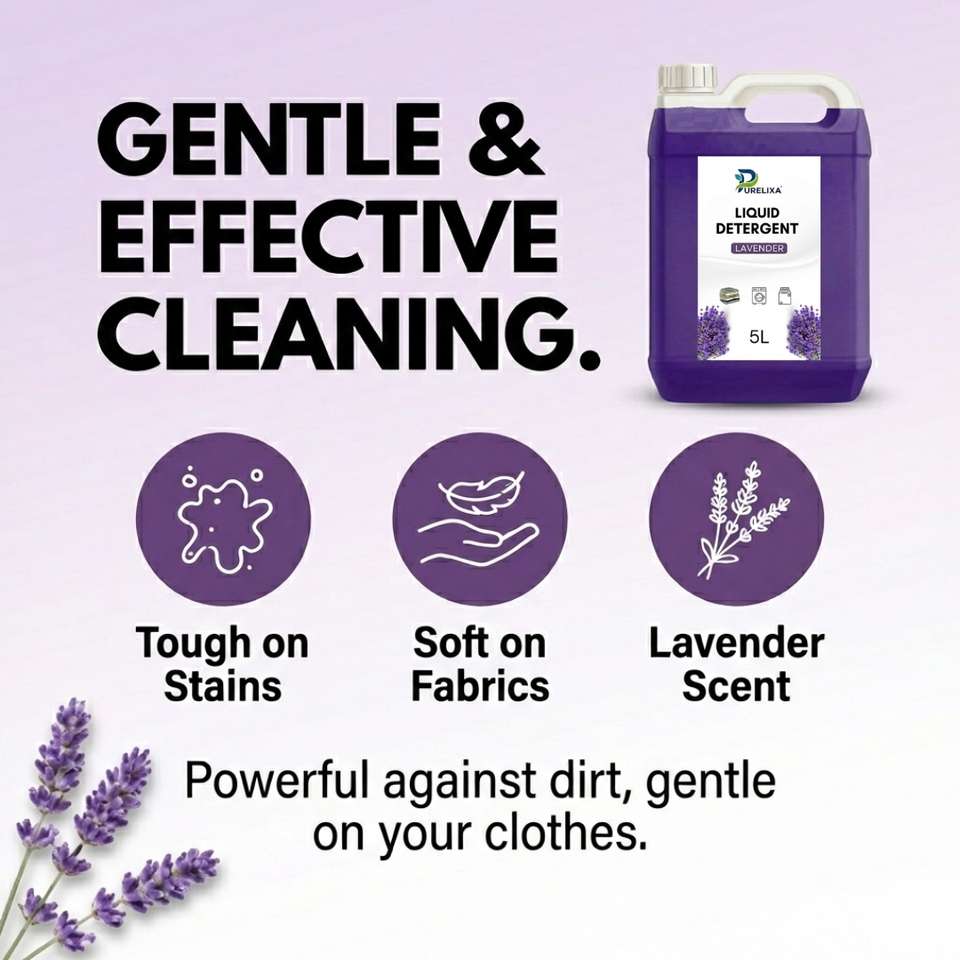 Purelixa 5 Litre Lavender Laundry Liquid Detergent for All Washing ...