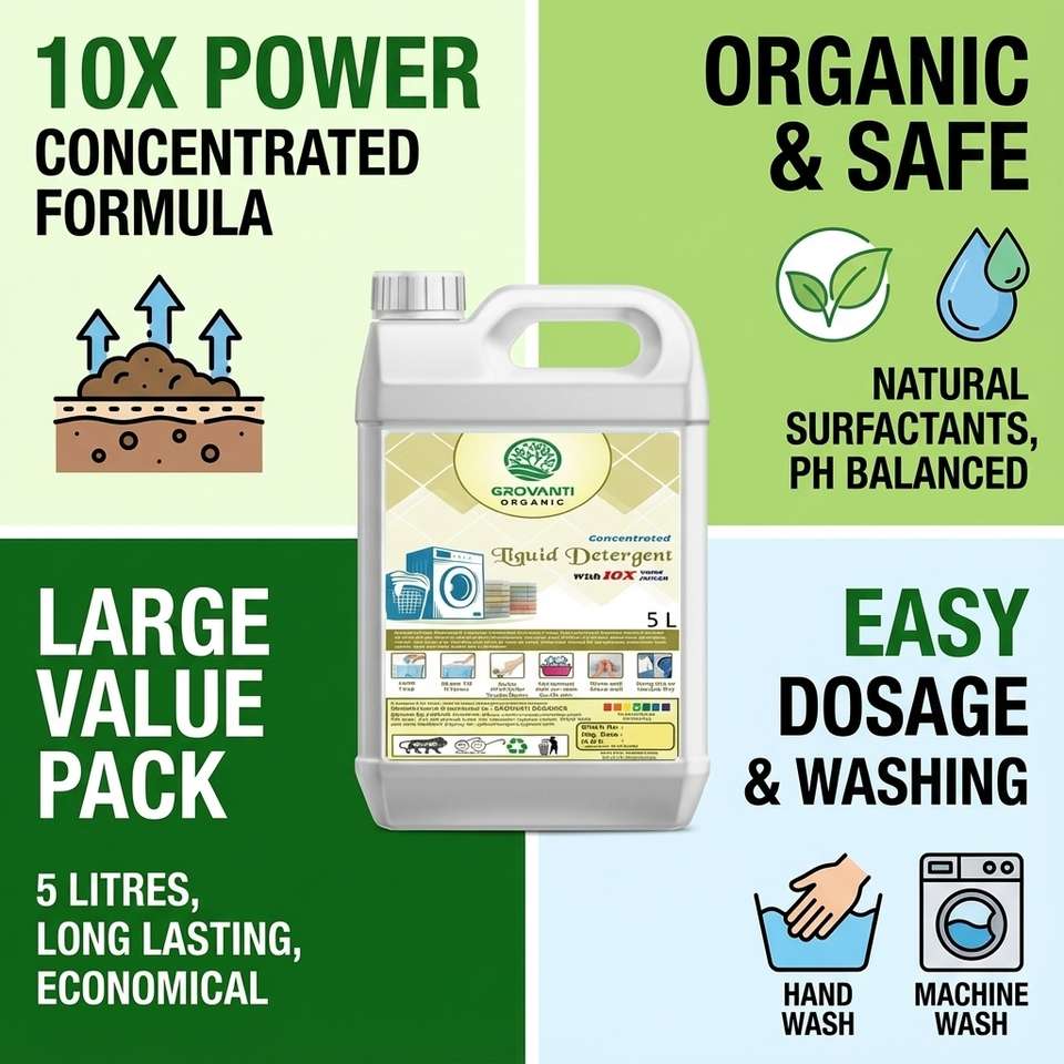 GROVANTI ORGANIC Top load front load liquid detergent 10l washing ...