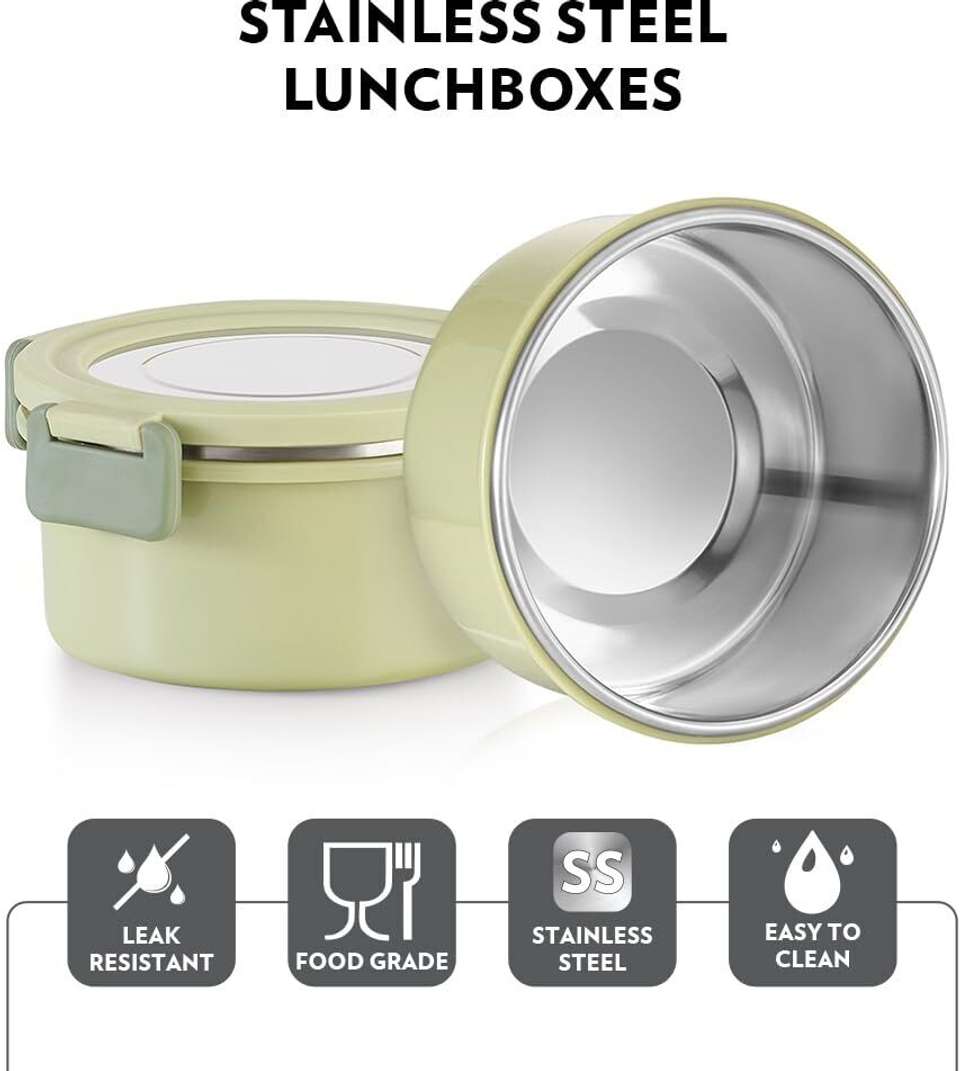 Flipkart.com | BOROSIL Glory Green Microwavable Lunchbox, 4 pcs Set ...