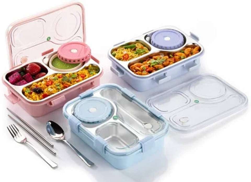 Flipkart.com | EVARA INTERNATIONAL 100% LEAK PROOF 3 COMPARTMENT STEEL ...