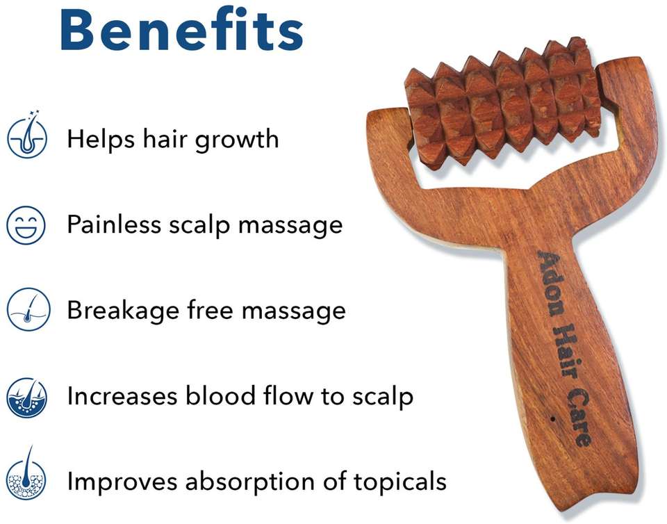 Adon Wooden Handheld Roller | For Hair Growth | Blood Circulation ...