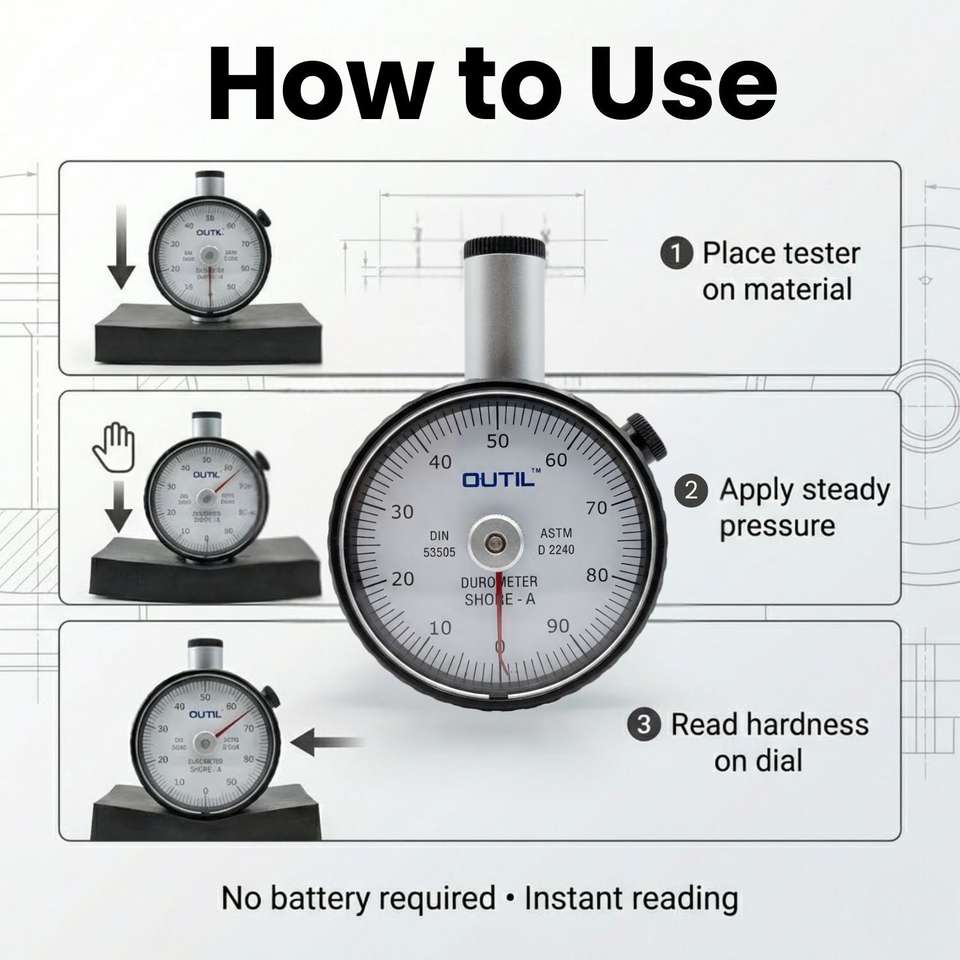 OUTIL Shore A Hardness Tester | Analog Durometer for Rubber, Silicone ...