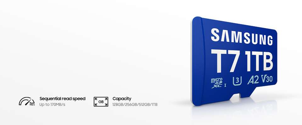 SAMSUNG MB-MB128T/WW T7 128 GB MicroSDXC Class 10 170 MB/s Memory Card ...