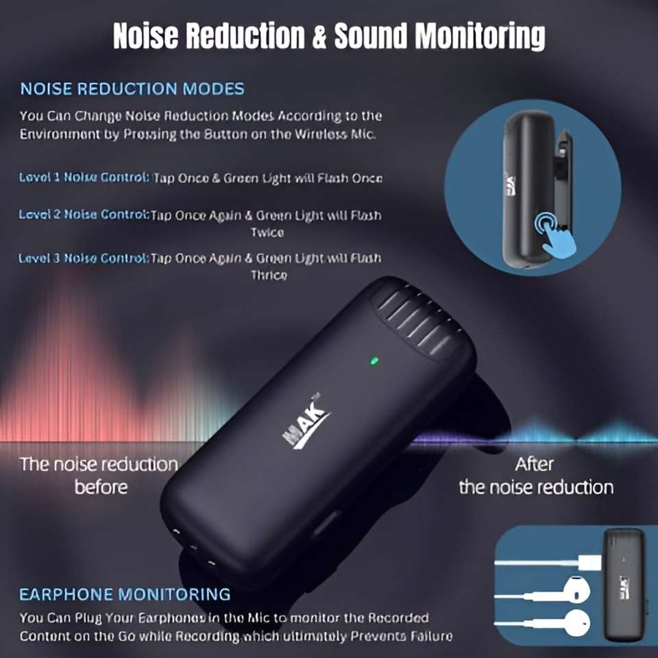 Clairbell J13 Wireless Microphone Collar Mic For Vlogging/YouTube/Video ...