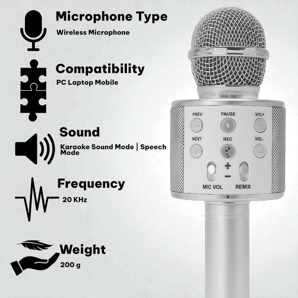 3BAAN X183 Bluetooth Mic for Singing & Recording – Dual Speaker ...