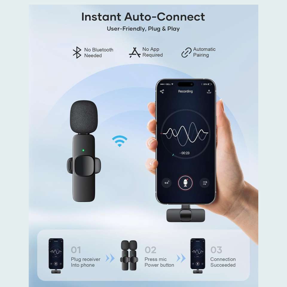 GUGGU K9 Dual Wireless Lavalier Microphone for YouTube/Interviews ...