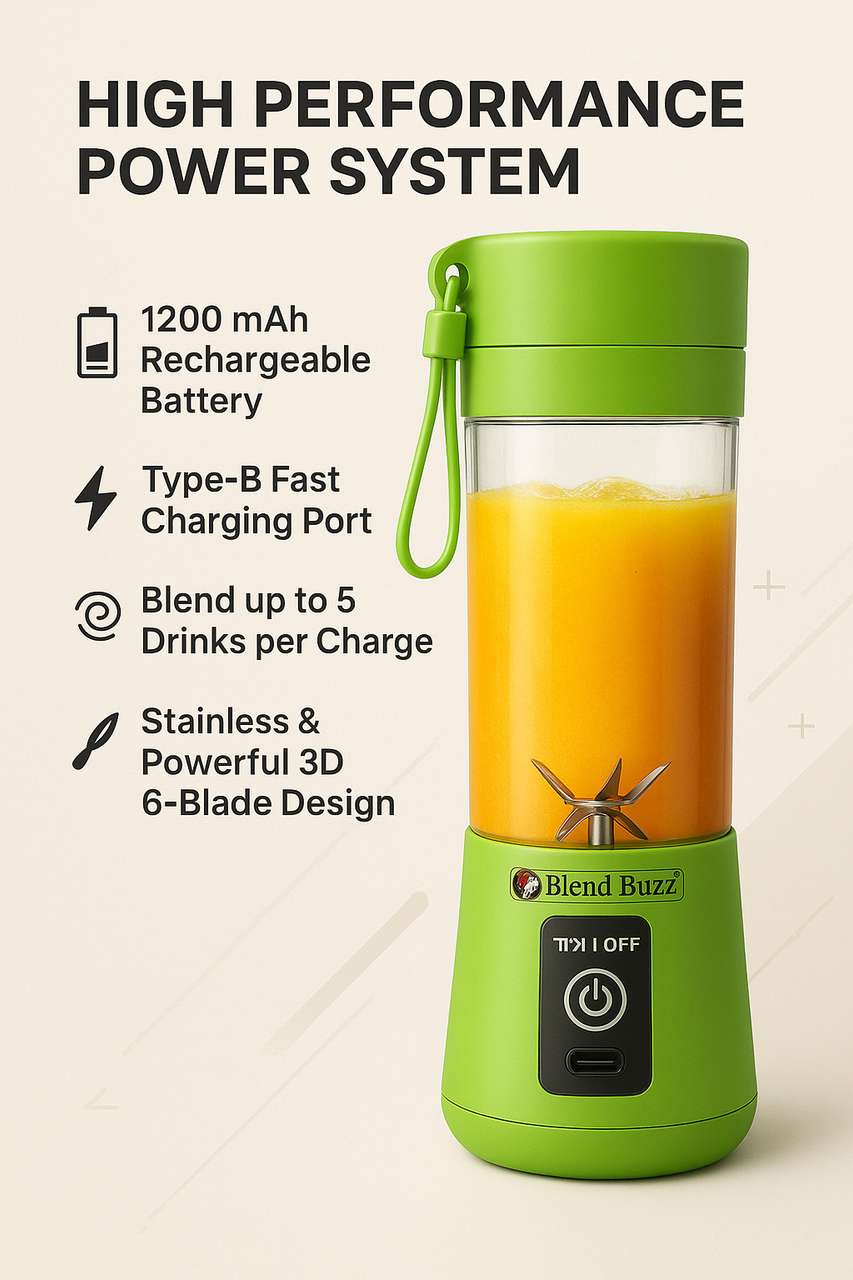 Blend Buzz USB Portable Blender Juicer 380ML High Speed Rechargeable ...