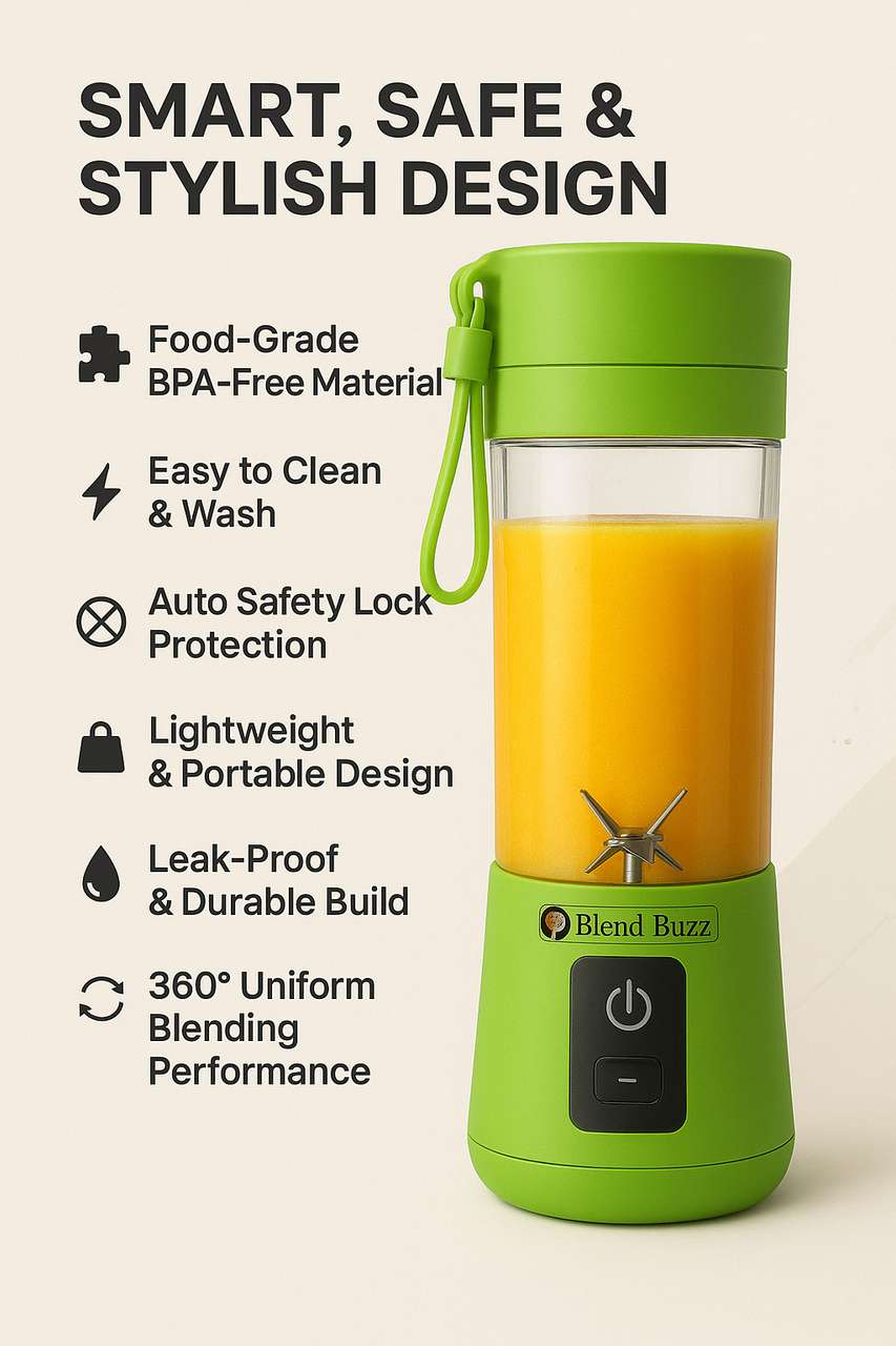 Blend Buzz USB Portable Blender Juicer 380ML High Speed Rechargeable ...